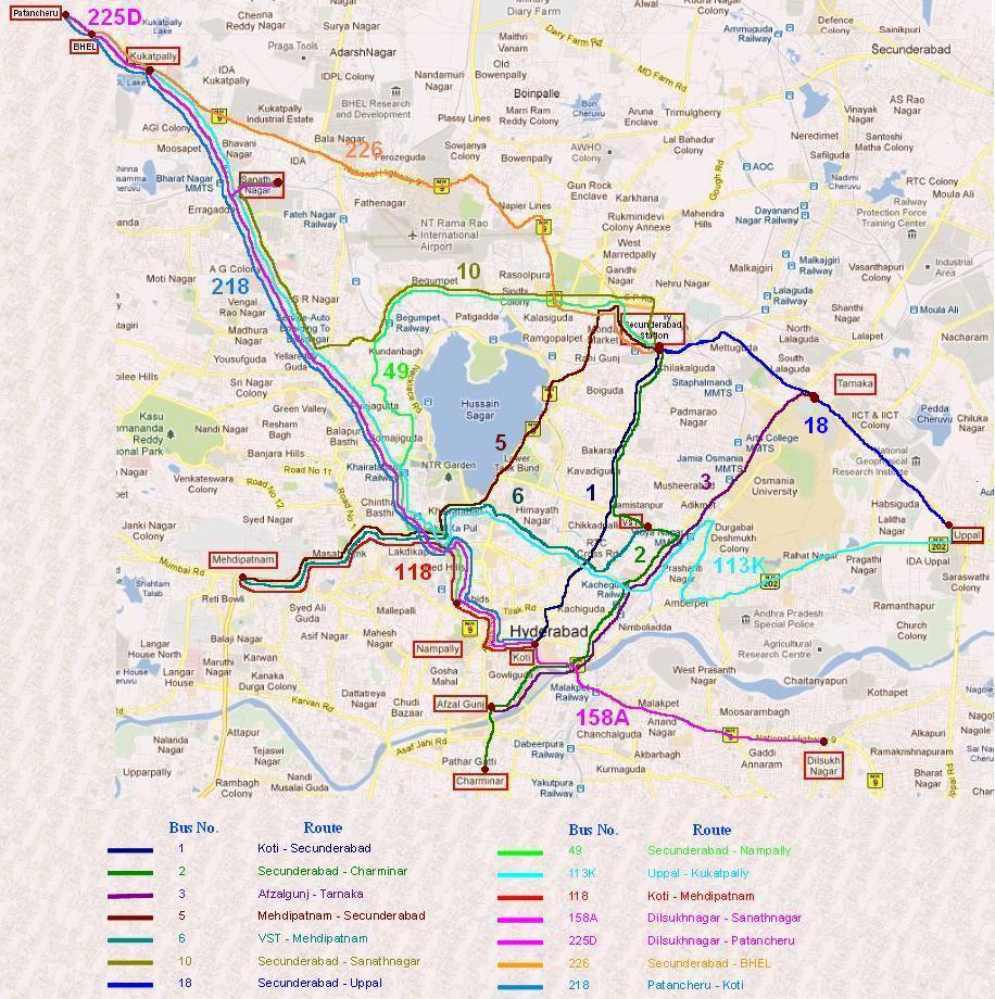 Major Bus Routes Of TSRTC In Twin Cities Hyderabad India Online Major Bus Routes Of TSRTC In Twin Cities Hyderabad India Online